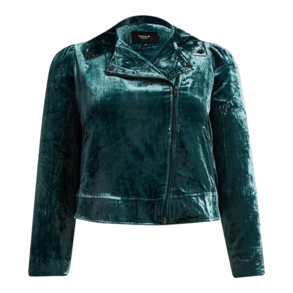 torrid | Jackets & Coats | Torrid Botanical Garden Velvet Moto Jacket ...